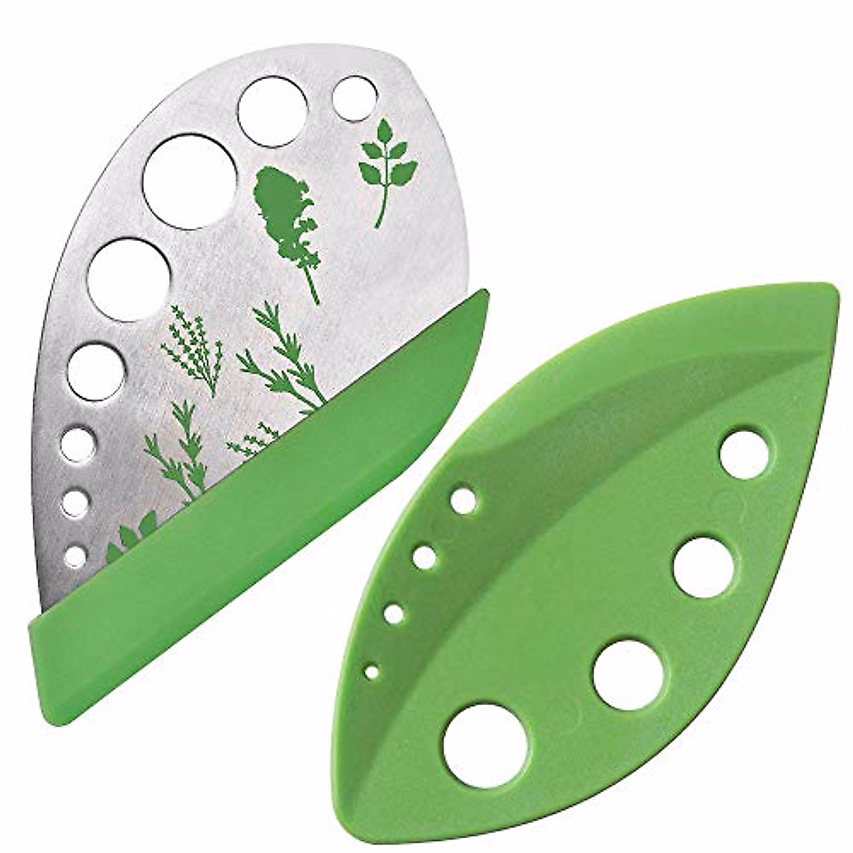 2 Pack Herb Stripper Tool 9 Holes Stainless Steel kale Leaf Stripping Zip Tools, Curved Edge Can be Used as a Kitchen Gadgets