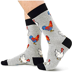 HAPPYPOP Funny Farmer Gifts Chicken Gifts Men, Chicken Wing Socks Farm Animal Rooster Socks Dad