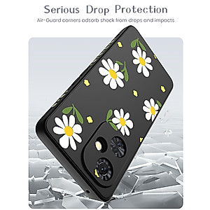 Yucenx for Oneplus Nord n30 5G Case, Girls Women Florals Liquid Silicone Phone Case, Shockproof Anti-Scratch Soft Protection Case with Screen Protectors for OnePlus Nord N30 5G (Black)