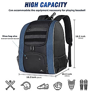 MATEIN Baseball Backpack, Lightweight Softball Bag with Shoes Compartment for Men, Large Capacity Baseball Bags Gift for Adults with Fence Hook Hold 4 Tee Ball Bats, TBall Gear, Helmet