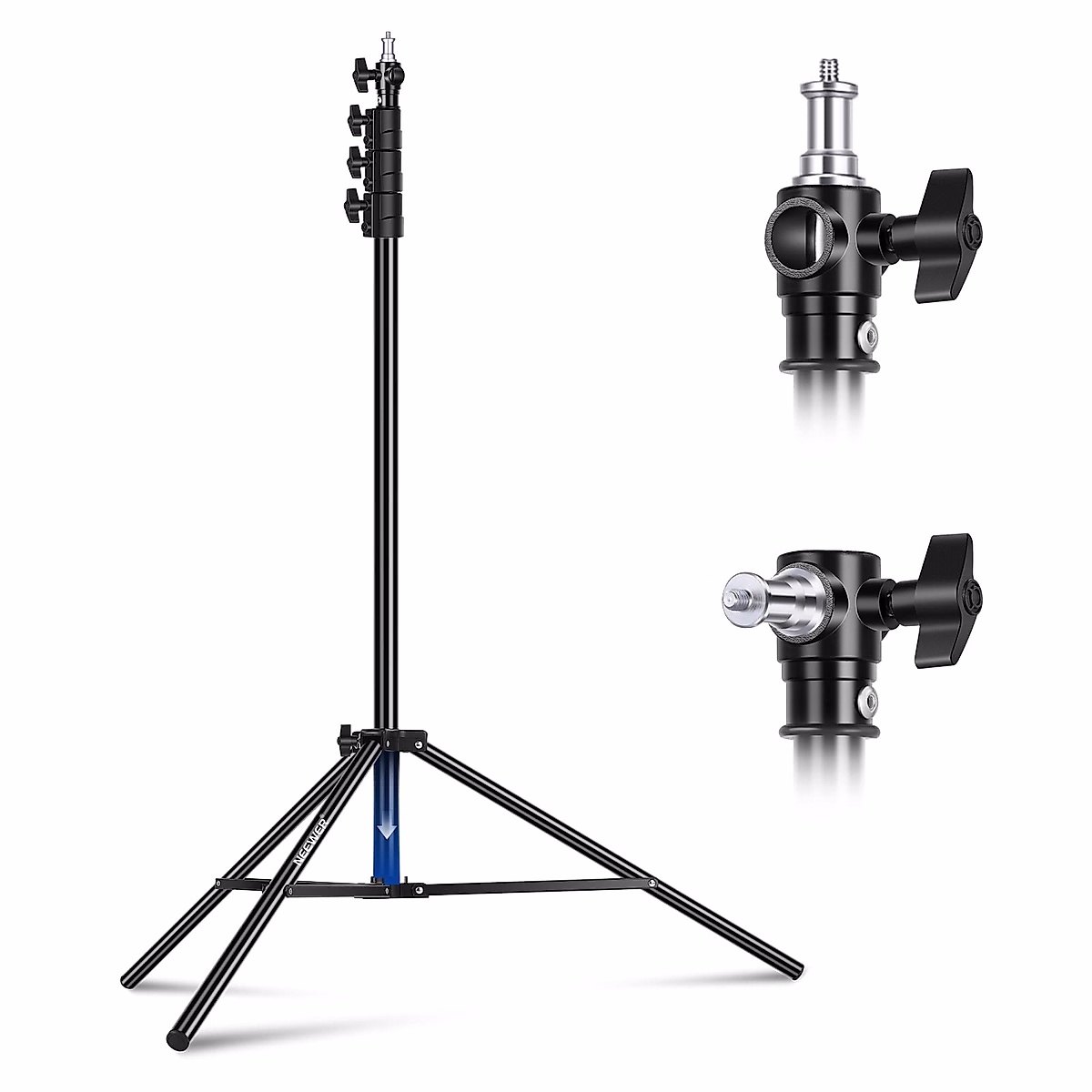 NEEWER 9.8ft/3m Air Cushioned Light Stand, Heavy Duty Metal Photography Tripod Stand with 1/4" to 3/8" Reversible Spigot, 3 Way Mounting Interface & Metal Locking Knobs, Max Load 5.5lb/2.5kg