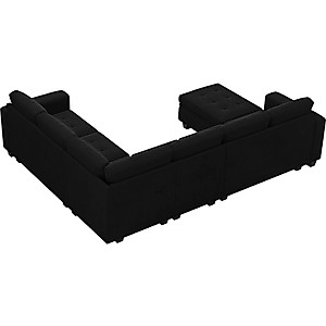 Belffin Velvet Modular Sectional Sofa with Storage Ottoman 6 Seater L Shaped Sectional Modular Sofa Couch with Reversible Chaise Convertible Corner Sectional Couch Black