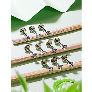 Vsnnsns 20G Threadless Push in Nose Rings for Women Men 316L Surgical Stainless Steel L Shaped Nose Studs Screw Bone Nose Rings Piercings 20 Gauge Nostril Piercing Nose Studs Jewelry 2.5mm CZ