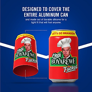 Beersy Silicone Sleeve Beer Can Cover - Insulated Can Sleeve - Novelty Disguise for Outdoor Events, Golf, Parties, Concerts,Tailgating - Hide a Beer To Look Like Soda, Fits 12 oz Cans (Chef BoyAreWe)