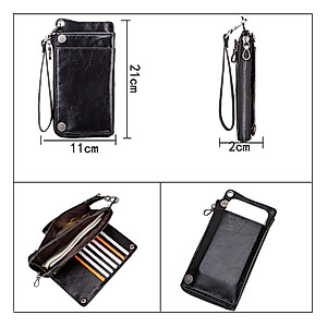 SPYBY Men's Money Organizers Money Clips Wallets RFID Blocking Genuine Leather Business Card Cases (Color : Black)