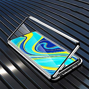 EabHulie Redmi Note 9 Pro Case, 360° Full Body Transparent Tempered Glass with Magnetic Adsorption Metal Bumper Case Cover for Xiaomi Redmi Note 9S / 9 Pro / 9 Pro Max Silver