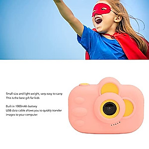 Kids Digital Camera, 30fps Full Color IPS Screen Kids Camera 1080P Cute Cartoon Design Lightweight for Holiday Travel (Pink)