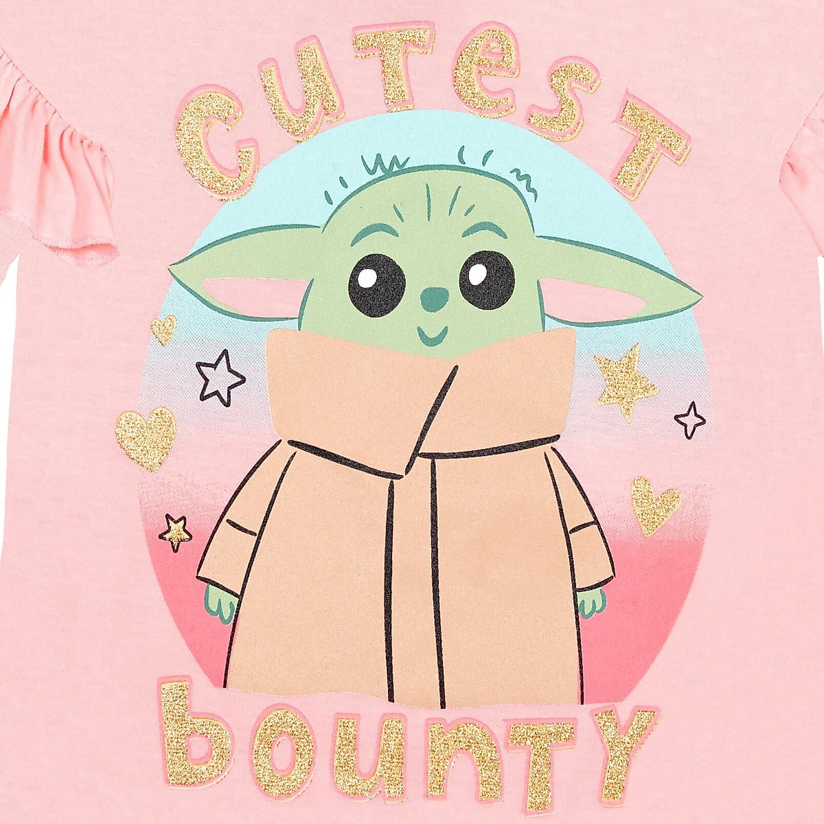 Star Wars Baby Yoda Little Girls T-Shirt and Leggings Outfit Set Pink/Green 6-6X