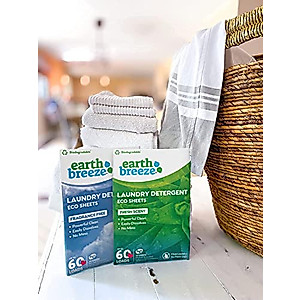 Earth Breeze Laundry Detergent Sheets - Fresh Scent - No Plastic Jug (60 Loads) 30 Sheets, Liquidless Technology…