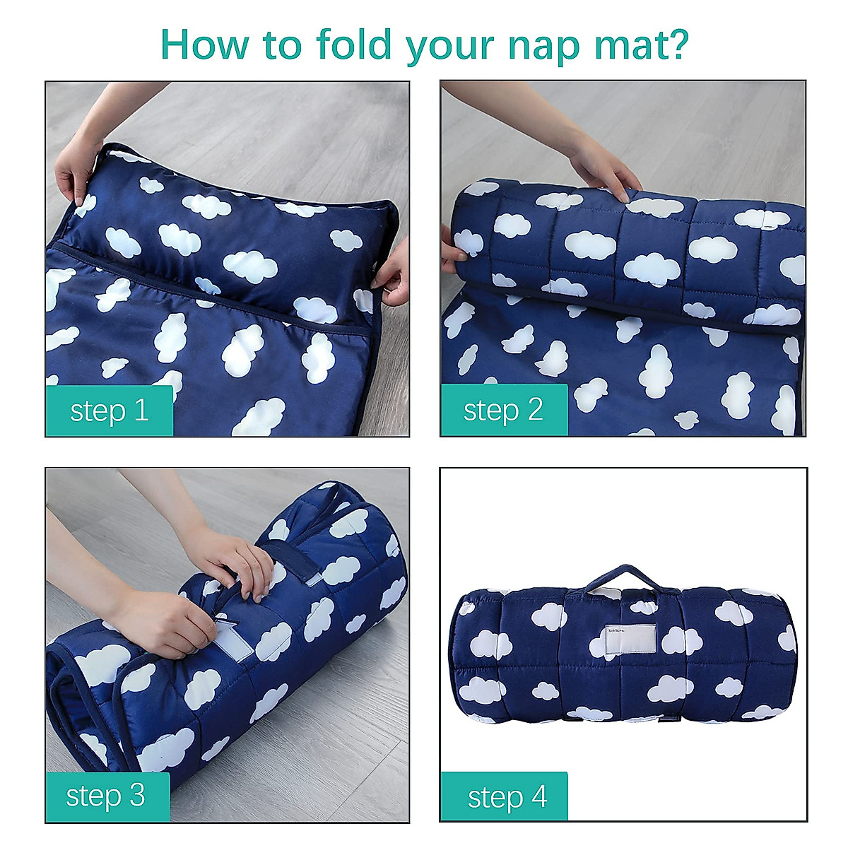 Nap Mat with Pillow and Fleece Blanket for Regalo My Cot/Joovy Travel Cot, Super Soft & Skin Friendly, Perfect Kids Sleeping Mats/Sleeping Bag for Preschool Daycare Boys and Girls, Navy