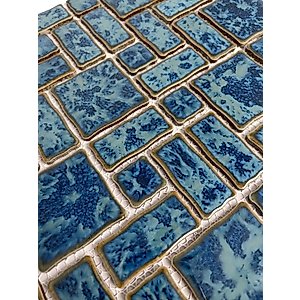 Tenedos TGLFD-RDM-PL Seawater Bluish Green Random Sized Porcelain Glazed Pool Mosaic Floor and Wall Tile for Backsplash, Kitchen, Bathroom, Swimming Pool (1 Sheet)