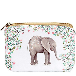 Women and Girls Cute Fashion Coin Purse Wallet Bag Change Pouch Key Holder (Forest Elephant)