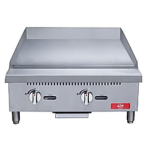 Commercial Griddle, Elite Kitchen Supply Countertop 24" Flat Top Grill Natural Gas (NG) / Propane Countertop Griddle with 2 Burners - 60000 BTU