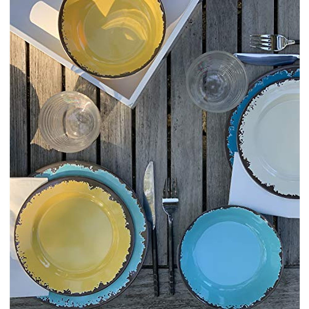 Fox Run Melamine Dinnerware Set, 12-Pieces, Multicolor