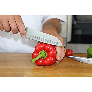 Taylors Eye Witness Syracuse Asian Kitchen Knife Set - Chefs Santoku 13cm/5” & Cooks All Purpose 13cm/5” Cutting Edge, Multi Use. Ultra Fine, Razor Sharp Blade. Soft Textured Grip Matte Black Handle.