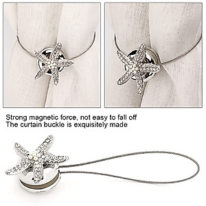 Natudeco Curtain Tiebacks, Rhinestone Curtain Buckle Magnetic Curtain Holdbacks Drape Tie Backs Alloy Curtain Holder Window Drapry Decor for Sheer and Blackout Curtain