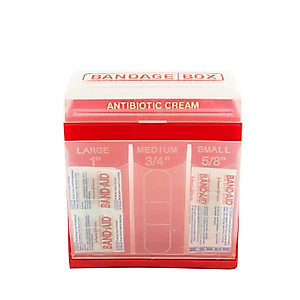 Bandage Box Container, Red with White Center