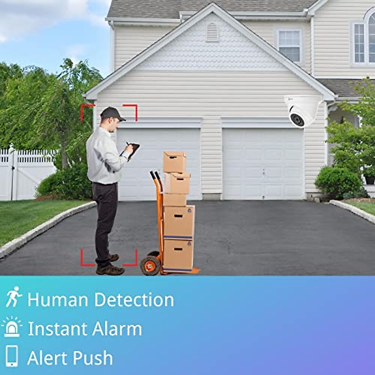 Guaddaole 5MP PoE IP Camera Outdoor with Person Detection, 5MP Dome Security IP Camera with Audio, 98ft IR Night Vision, 2.8mm Lens with Wide Angle, IP66 Weatherproof, H.265/H.264(2592x1944@30fps)