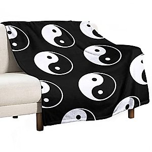 Yin Yang Throw Blanket, Black and White Home Durable Blanket, 80x100cm(30x40in) Blankets for Sofa Couch Autumn Winter Bedroom