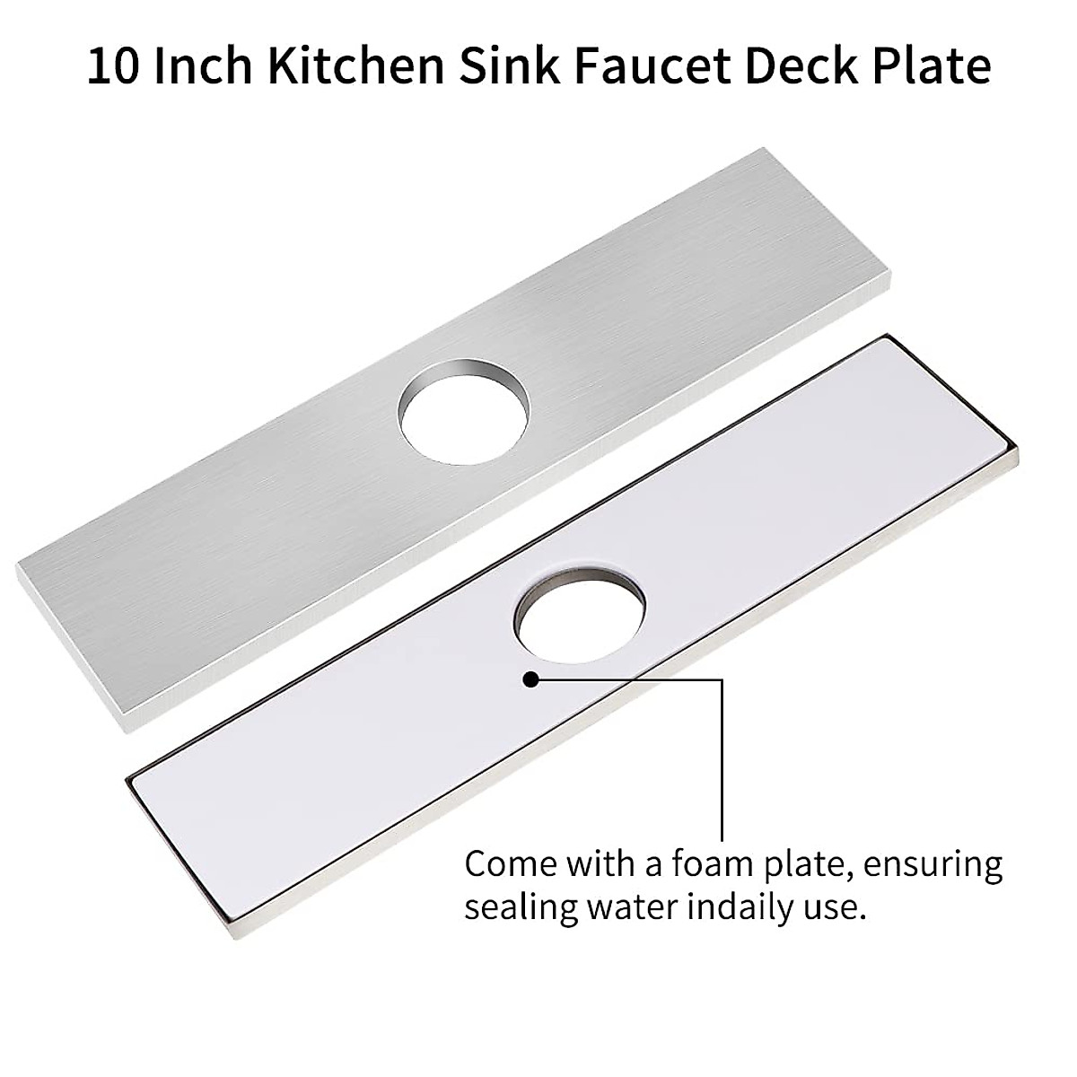 TNROTED Silver Square Faucet Deck Plate, 10 Inch Stainless Steel Kitchen Sink Cover Plate for 1 or 3 Hole Bathroom or Vanity Sink, Covering Unused Mounting Holes