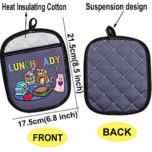 WZMPA Lunch Lady Pot Holders School Lunch Lady Appreciation Gift Lunch Lady Kitchen Hot Pads for Cafeteria Worker (Lunch Lady Holder)