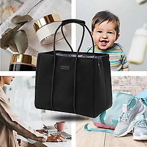 Essential Pal Neoprene Tote Bag, 3-in-1 Large Beach Tote – Zip-Top Waterproof, Tote Bag Great as a Beach Bag, Pool Bag, Boat Bag, Diaper Bag Tote – Neoprene Bag & Neoprene Purse w/Removable Base