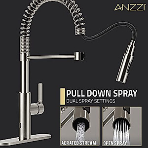 ANZZI 21.7 in. Ola Series 1.8 GPM Single Handle Pull Down Sprayer and Touchless Kitchen Faucet in Brushed Nickel Finish | KF-AZ303BN