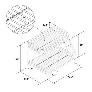 Novogratz 4146429N Maxwell Metal Bunk Bed, Twin over Full