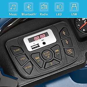 Kidzone 12V Battery Powered Licensed Chevrolet Silverado Trail Boss LT Kids Ride On Truck Car Electric Vehicle Jeep with Remote Control, MP3, LED Lights - Blue