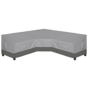 Easy-Going Outdoor V-Shaped Sectional Sofa Cover 100"X100" UV Resistant Patio Sectional Couch Cover Waterproof Lawn Patio Furniture Cover, Gray/Dark Gray