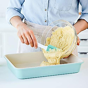 GreenLife Cooking Tools and Utensils, 5 Piece Nylon and Silicone Baking Set with Spatulas Wisk and Brush, Dishwasher Safe, Turquoise