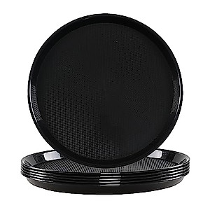 Zopnny 6-Pack Plastic Round Serving Trays, Breakfast Food Serving Trays Set