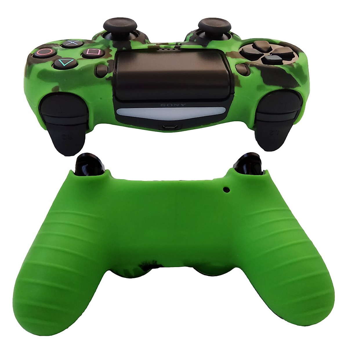 Hikfly Silicone Gel Controller Cover Skin Protector Compatible for PS4/PS4 Slim/PS4 Pro Controller (1 x Controller Cover with 8 x FPS Pro Thumb Grip Caps)(Green)