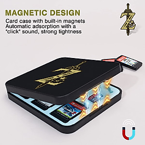 DLseego Zelda Sword Game Case for Switch Lite/Switch/Switch OLED, 12 Slots Game Cards Holder and 12 Micro SD Card Slots, Cartoon Portable Game Card Storage Cartridge Box -- Black