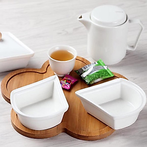 yarlung Ceramic Divided Serving Dishes with Lids and Bamboo Platter, 5 Removable Dipping Bowls Relish Tray Nuts Dishes for Appetizer, Chips, Fruits, Candy, Condiment