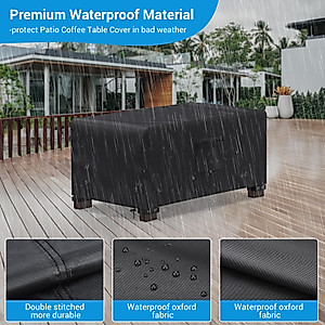 Mrrihand Patio Coffee Table Cover, Patio Furniture Covers for Coffe Table, Waterproof Rectangular Outdoor Small Side Table Cover with with Air Vent and Handles-36×22×18 inch