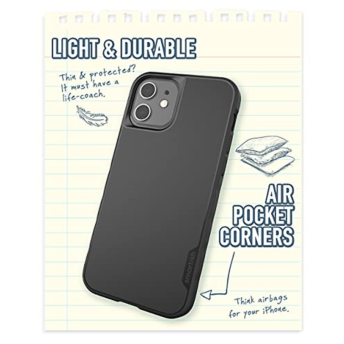 Smartish iPhone 12/12 Pro Slim Case - Gripmunk [Lightweight + Protective] Thin Cover (Silk) - Black Tie Affair