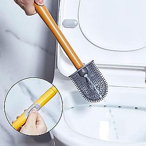 Creative Toilet Brush Hydraulic Silicone Toilet Cleaner Brush Wall Mount Floor Dual Use Toilet Bowl Brush and Stand Set