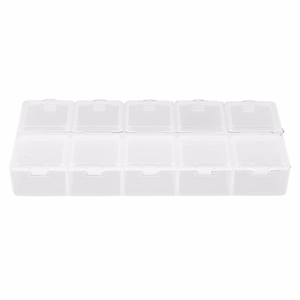 Plastic Jewelry , Grid Box White Plastic 10 Compartment Storage Container for Jewelry Earrings Nails Tool