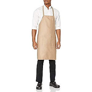 Uncommon Threads Unisex Bib Apron 3 Pockets, Khaki, One Size