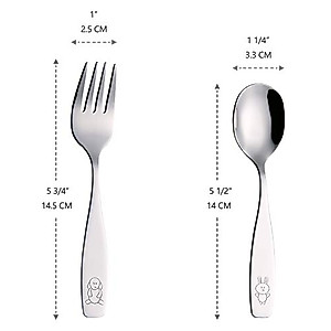 ANNOVA Kids Silverware 12 Pieces Children's Safe Flatware Set Stainless Steel - 12 x Children Safe Forks, Toddler Utensils, Metal Cutlery Set Engraved