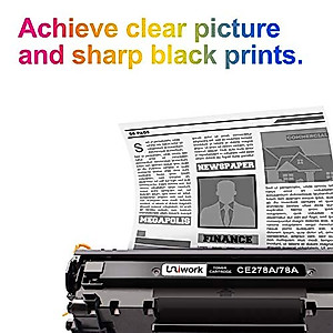 Uniwork Compatible Toner Cartridge Replacement for HP 78A CE278A Compatible with Laserjet Pro P1606dn, M1536dnf, P1566, P1560, P1606, M1536 Printer Tray (2 Black)
