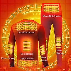 Nalog Thermal Underwear Set for Men Heated Underwear Set Winter Heating Baselayer for Outdoors Sports,M,Black