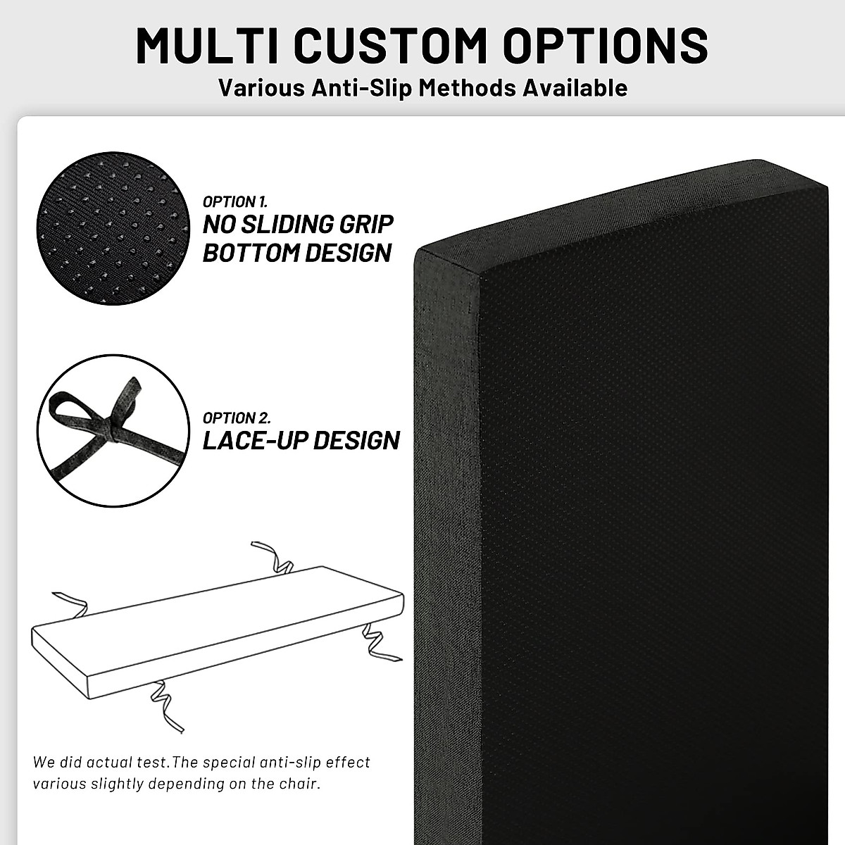 Lokex Bench Cushion,36x14 Inch Non-Slip Durable Bench Cushions for Indoor Furniture,Window Seat Cushions Indoor with Ties,Dark Gray