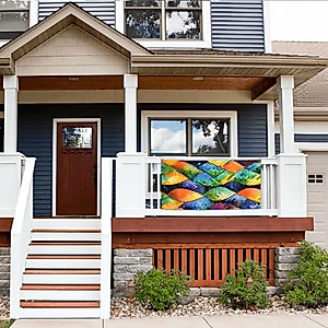 Rainbow Fish Scale Printed Banners Personalized Party Banner Photo Text Background Banner Wall Banner for Halloween Party Home Decorations or Backdrops