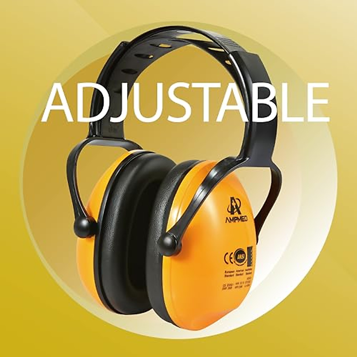 Amplim Hearing Protection Earmuff for Toddlers Kids Teens Adults - American ANSI, European CE, and Australian Standards Certified - Radiant