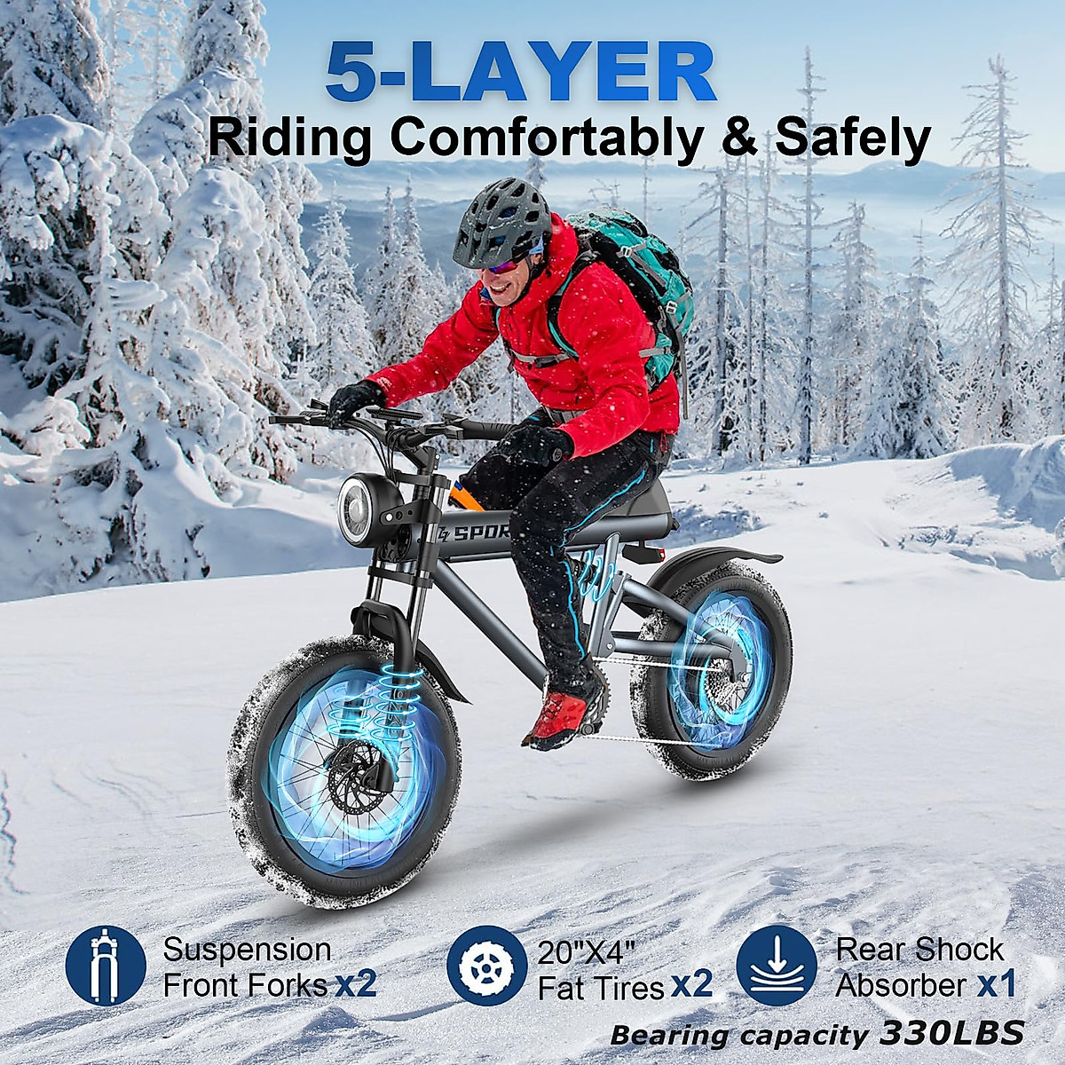 PJIBO Electric Bike for Adults 31MPH Ebike,1200W Electric Dirt Bike Long-Lasting 48V 20AH Removable Battery,20" x4.0 Fat Tire Electric Bicycle