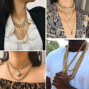 3mm 316L Stainless Steel Miami Cuban Chains Necklaces Hip Hop Punk Jewelry Waterproof Short Curb Cuban Link Chain Necklace for Men & Women 18 inches