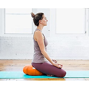 Sol Living Zafu Meditation Cushion Round Yoga Pillow Floor Cushions Lotus Sitting Pose Premium Cotton Bolster Meditation Pillow Pouf - Yoga Meditation Accessories - 15" x 15" x 7" - Tango