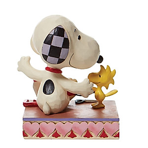 Enesco Peanuts by Jim Shore Woodstock and Snoopy with Heart Garland Figurine- Resin Hand Painted Collectible Decorative Figurines Home Decor Sculpture Shelf Statue Room Desk Collection Gift, 4.5 Inch